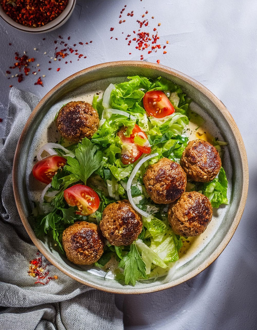 Lebanese 7 spice chicken meatballs with sumac dressing - Greenfields ...