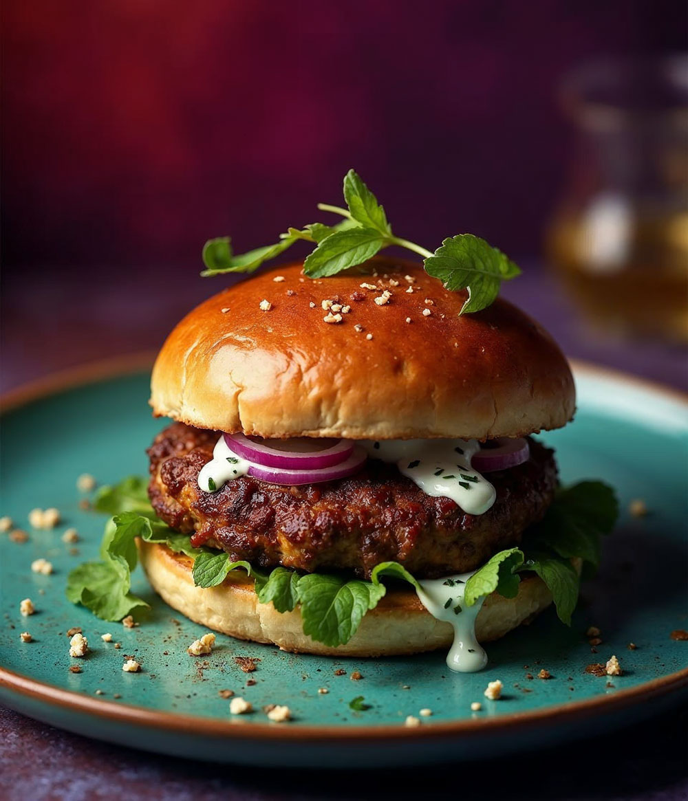 Masala lamb burger - Greenfields Herbs and Spices