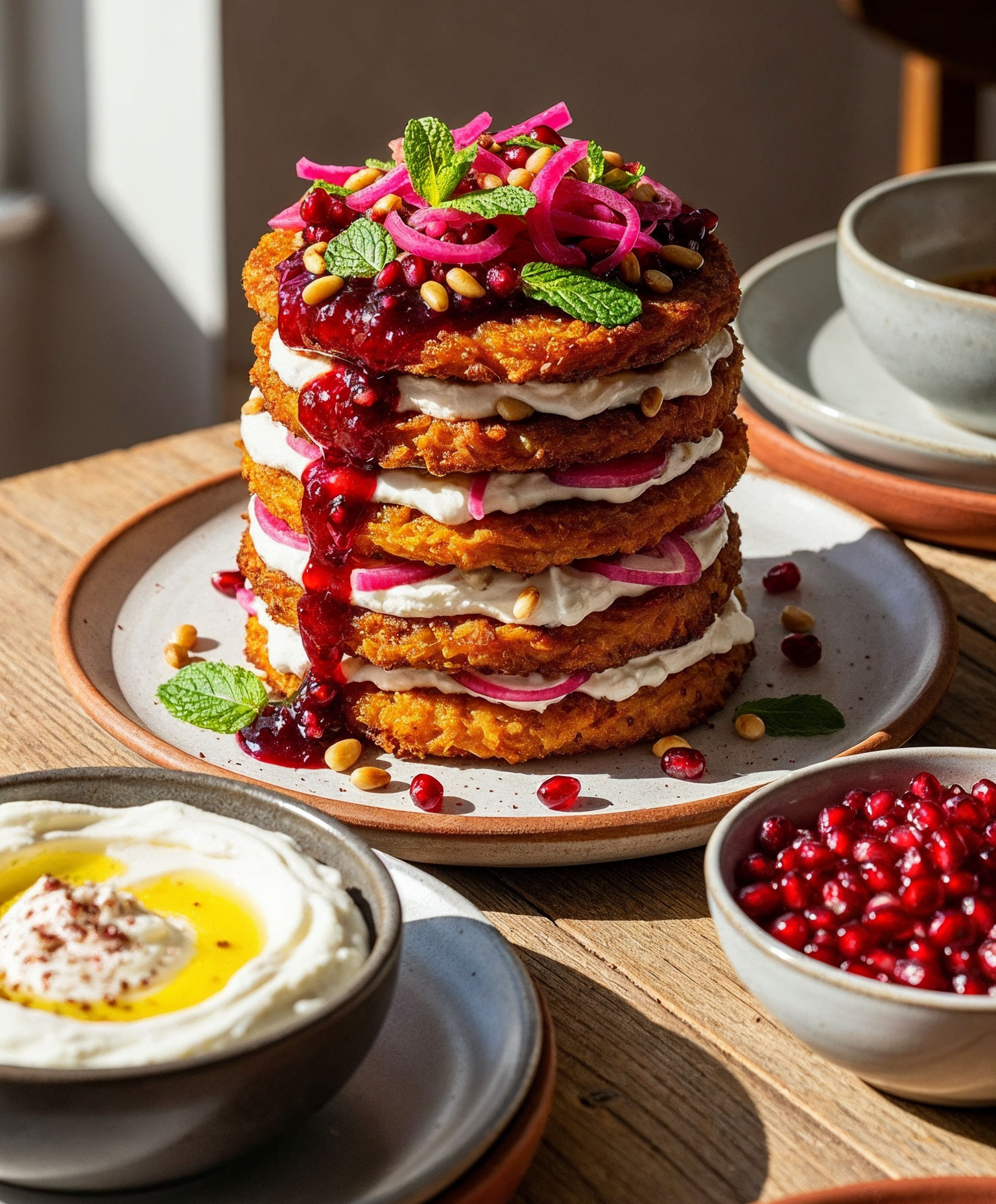 Shawarma-Spiced Sweet Potato Rösti Stack with Whipped Labneh ...